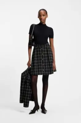 Hugo Checked Bouclé A-line Skirt