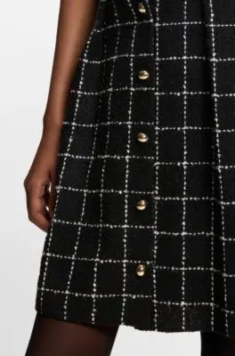 Hugo Checked Bouclé A-line Skirt