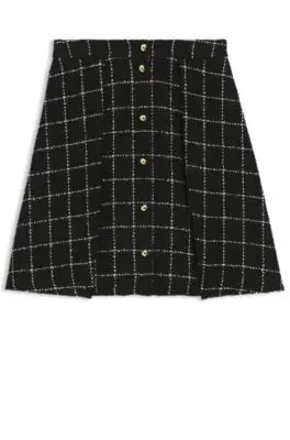 Hugo Checked Bouclé A-line Skirt