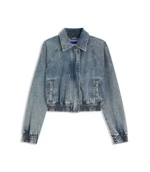 Hugo Bomber Jacket In Stretch Denim - Blue