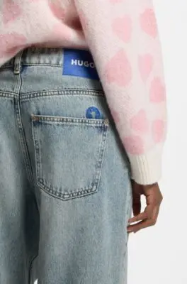 Hugo Ocean- Loose-fit Jeans In Rigid Denim