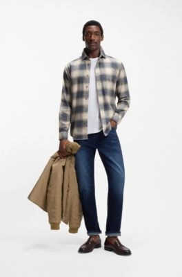 BOSS Checked Relaxed-fit Shirt In Cotton Flannel - Patterned