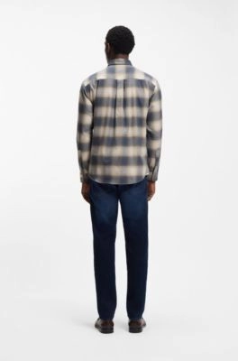 BOSS Checked Relaxed-fit Shirt In Cotton Flannel - Patterned