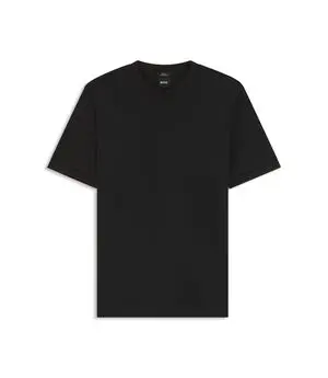 BOSS Contrast-tipping Slim-fit T-shirt In Mercerised Cotton - Black