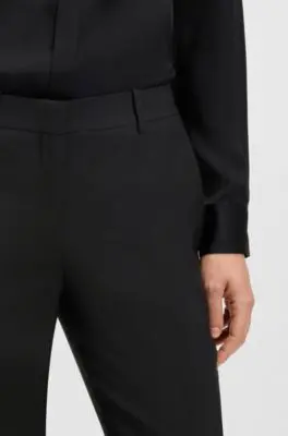 BOSS Virgin Wool Regular Fit Tailored Trousers - Black