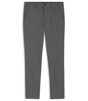BOSS Slim-fit Stretch-cotton Dobby Trousers - Black