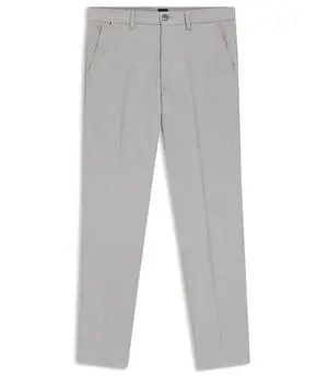 BOSS Slim-fit Stretch-cotton Dobby Trousers - Silver
