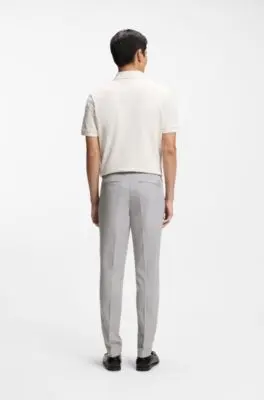BOSS Slim-fit Stretch-cotton Dobby Trousers - Silver