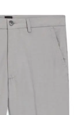 BOSS Slim-fit Stretch-cotton Dobby Trousers - Silver
