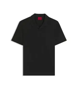 Hugo Johnny-collar Slim-fit Polo Shirt In Stretch Cotton - Black