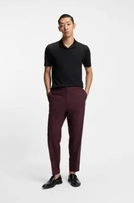 Hugo Johnny-collar Slim-fit Polo Shirt In Stretch Cotton - Black