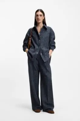 BOSS Stretch Tweed Wide-leg Trousers - Patterned