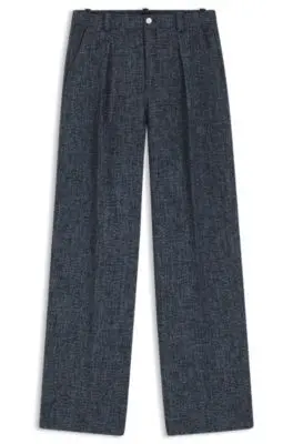 BOSS Stretch Tweed Wide-leg Trousers - Patterned