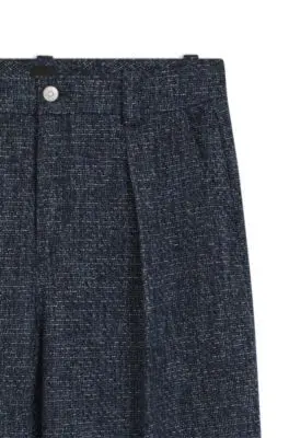 BOSS Stretch Tweed Wide-leg Trousers - Patterned