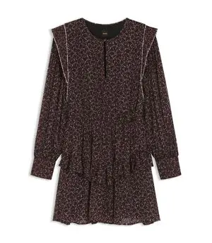 BOSS Printed Mini Dress With Contrast Piping