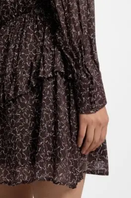 BOSS Printed Mini Dress With Contrast Piping