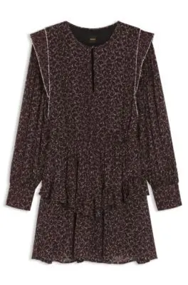 BOSS Printed Mini Dress With Contrast Piping