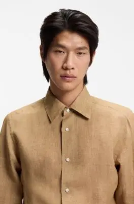 BOSS Slim-fit Shirt In Italian-made Linen