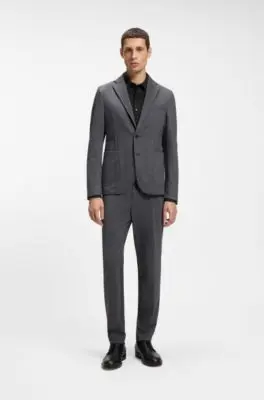 BOSS Performance-stretch Slim-fit Shirt In Structured Jersey - Black