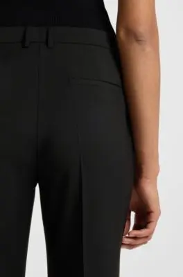 BOSS Virgin Wool Tapered Leg Trousers - Black