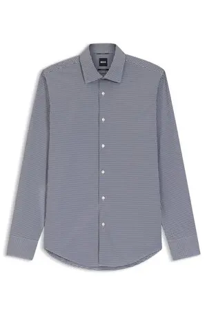 BOSS Checked Regular-fit Shirt In Performance-stretch Fabric