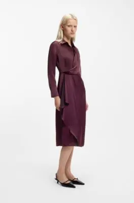 Hugo Drape-detail Midi Shirt Dress - Dark Purple