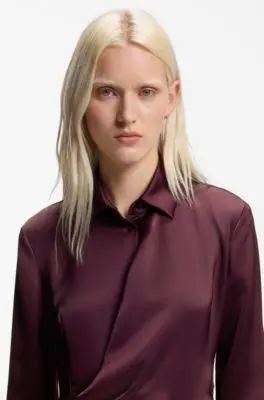 Hugo Drape-detail Midi Shirt Dress - Dark Purple
