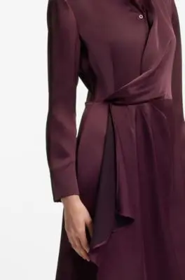 Hugo Drape-detail Midi Shirt Dress - Dark Purple