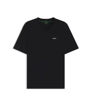 BOSS Stretch-cotton Regular-fit T-shirt With Contrast Logo - Black