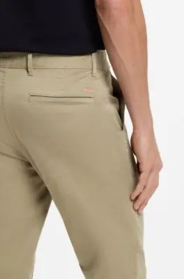 BOSS Slim-fit Pants In Overdyed Stretch Satin - Light Brown