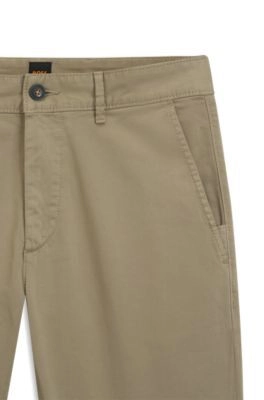 BOSS Slim-fit Stretch Satin Pants - Light Brown