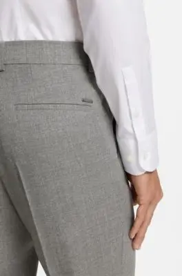 BOSS Patterned Slim-fit Trousers - Silver