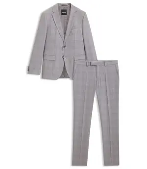 BOSS Two-piece Slim-fit Suit In Virgin Wool And Silk - Silver