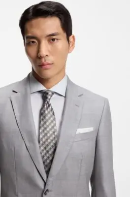 BOSS Two-piece Slim-fit Suit In Virgin Wool And Silk - Silver