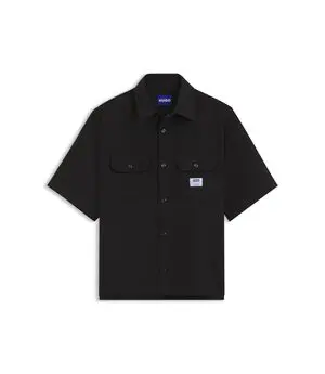 Hugo Oversize-fit Shirt In Cotton Twill - Black