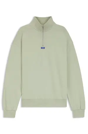 Hugo Cotton Terry Sweatshirt With Logo Patch - Light Green
