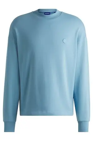 Hugo Cotton-terry Sweatshirt With Graphic Details - Light Blue