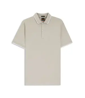 BOSS Logo-patch Slim-fit Polo Shirt In Stretch Cotton - Light Grey
