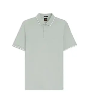 BOSS Logo-patch Slim-fit Polo Shirt In Stretch Cotton - Silver