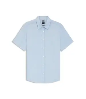 BOSS Slim-fit Shirt In Stretch Linen - Light Blue