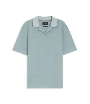 BOSS Johnny-collar Polo Shirt In Cotton - Light Blue