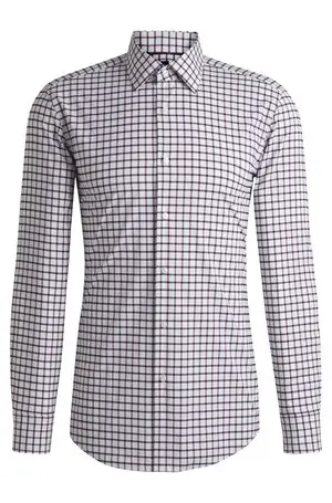 BOSS Slim-fit Shirt In Checked Performance-stretch Material