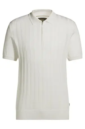 BOSS Cotton-silk Knit Polo With Cabled Front