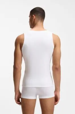 BOSS Three-pack Of Cotton Tank Tops With Embroidered Logo - White
