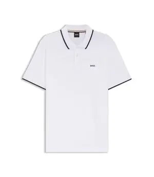 BOSS Cotton-piqué Polo Shirt With Contrast Tipping - White