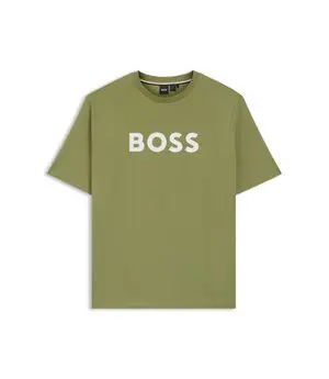 BOSS Cotton Jersey T-shirt With Mixed-print Logo - Green