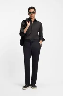 BOSS Slim-fit Shirt In Italian-made Cotton - Grey