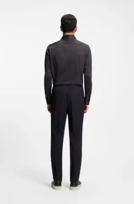 BOSS Slim-fit Shirt In Italian-made Cotton - Grey