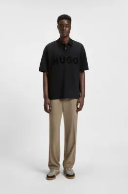 Hugo Oversize-fit Polo Shirt In Cotton With Tonal Logo