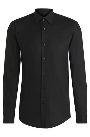 BOSS Slim-fit Shirt With Leaf Jacquard